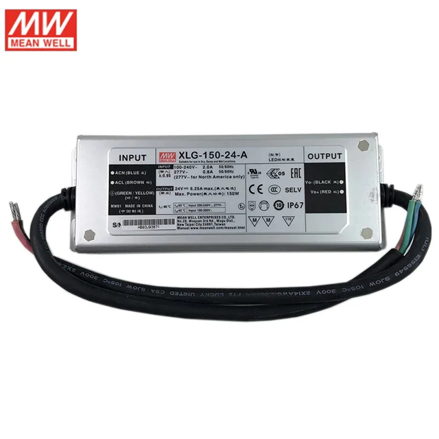 MEAN WELL XLG 150W 24V LED Driver Constant Voltage IP67 – Mylighting